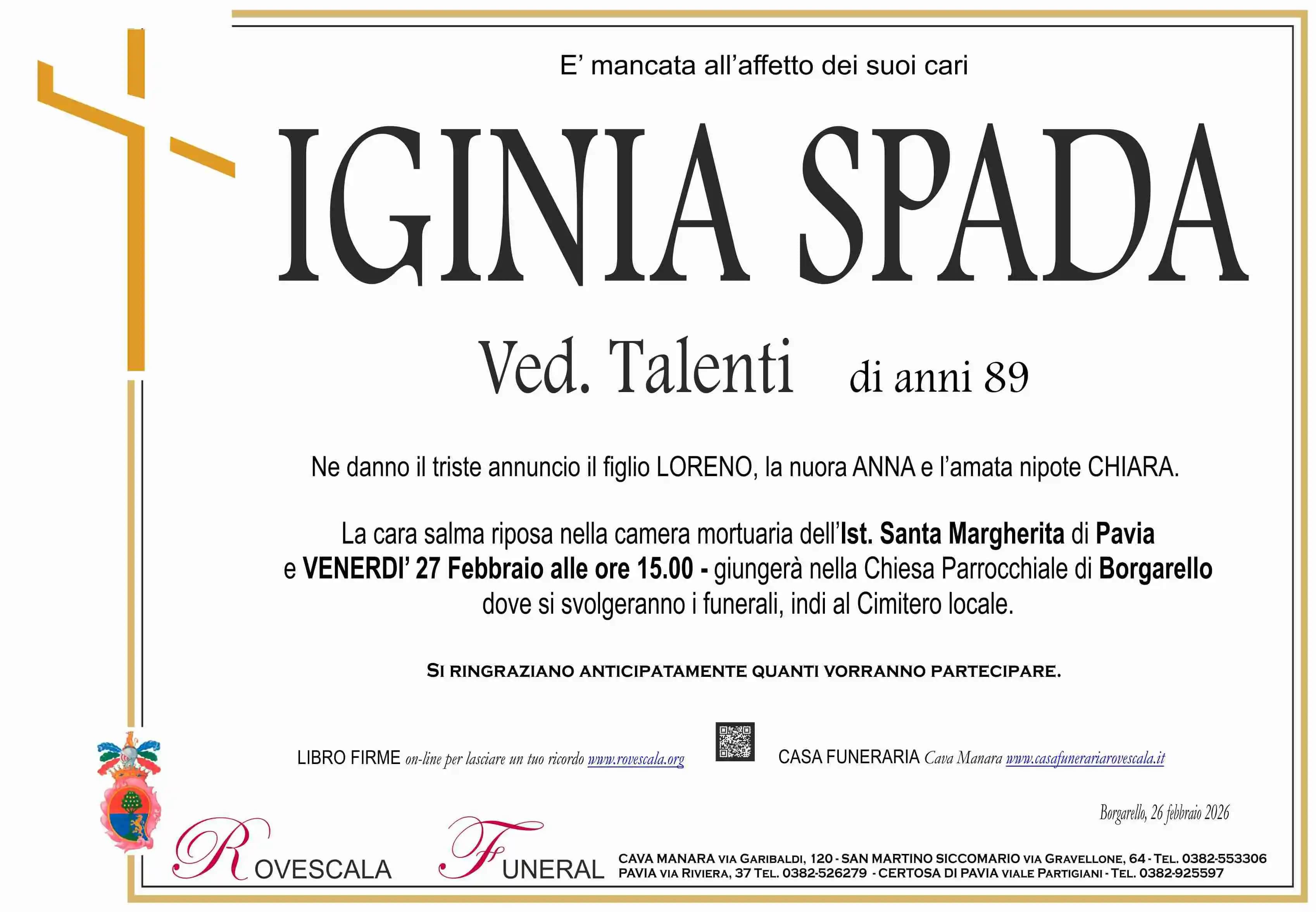 Funer24 - Iginia Spada Borgarello (PV)