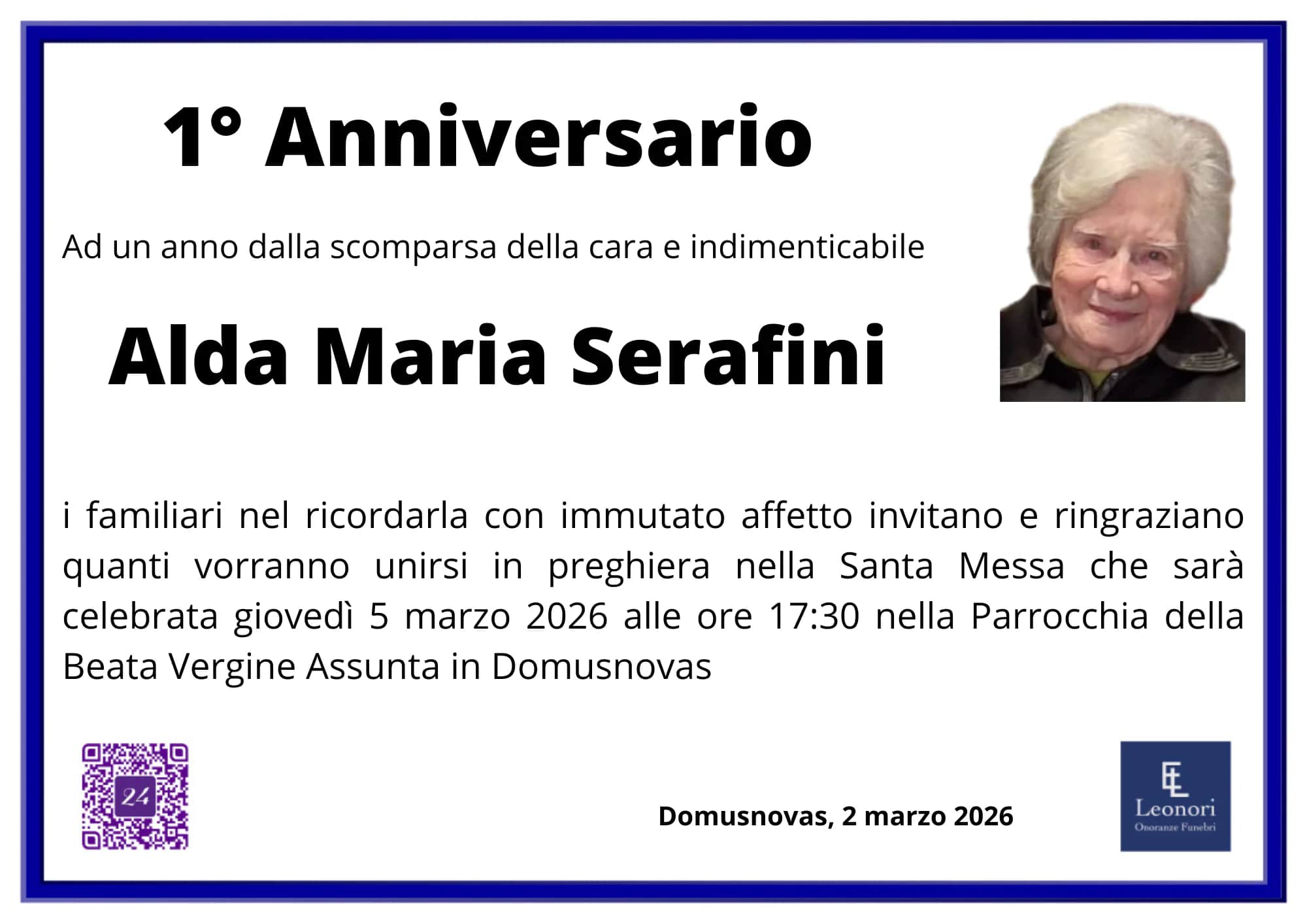 Funerali e annunci funebri a Domusnovas | Serafini Maria - Funer24