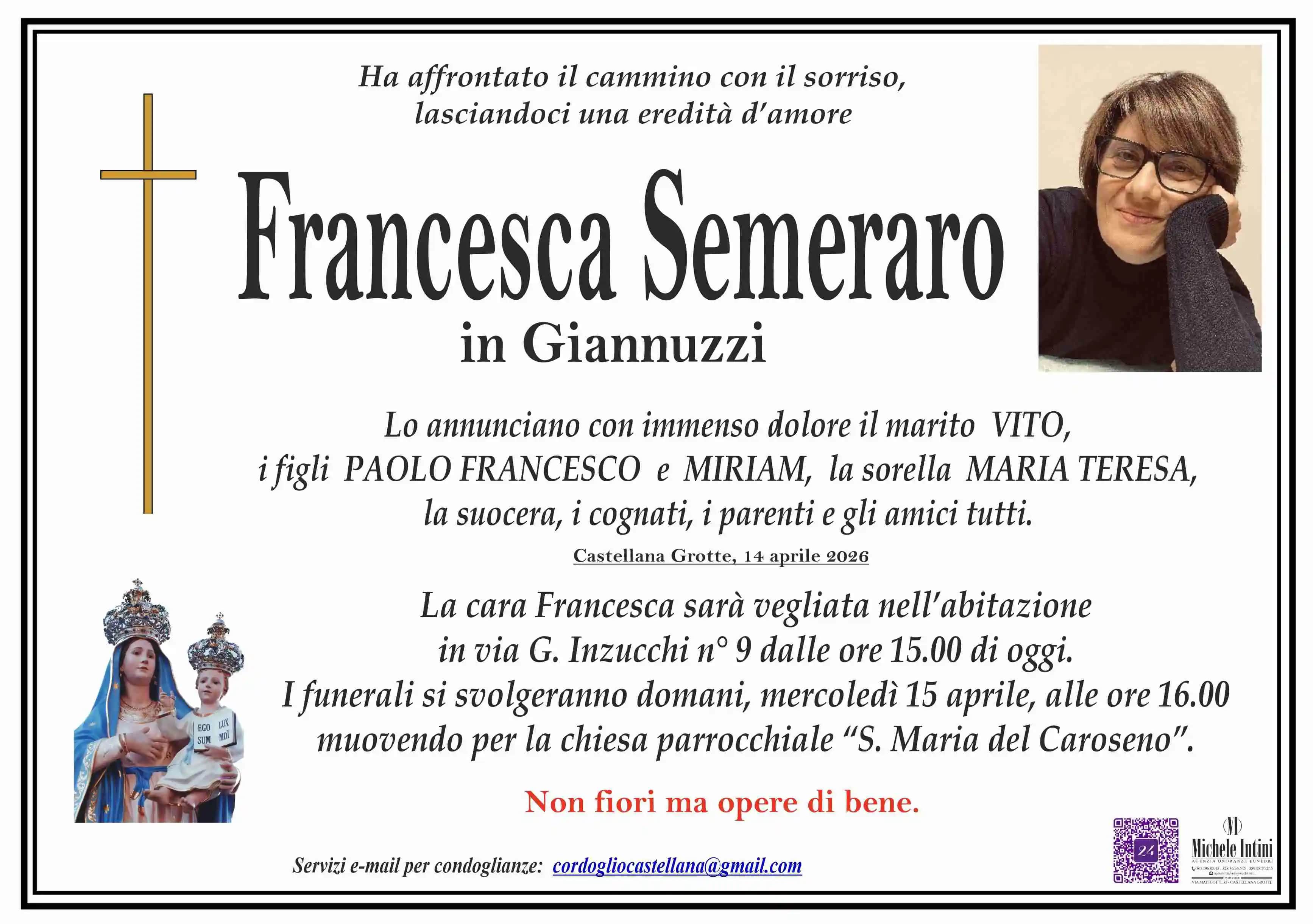 Funerali e annunci funebri a Castellana Grotte | Francesca Semeraro ...