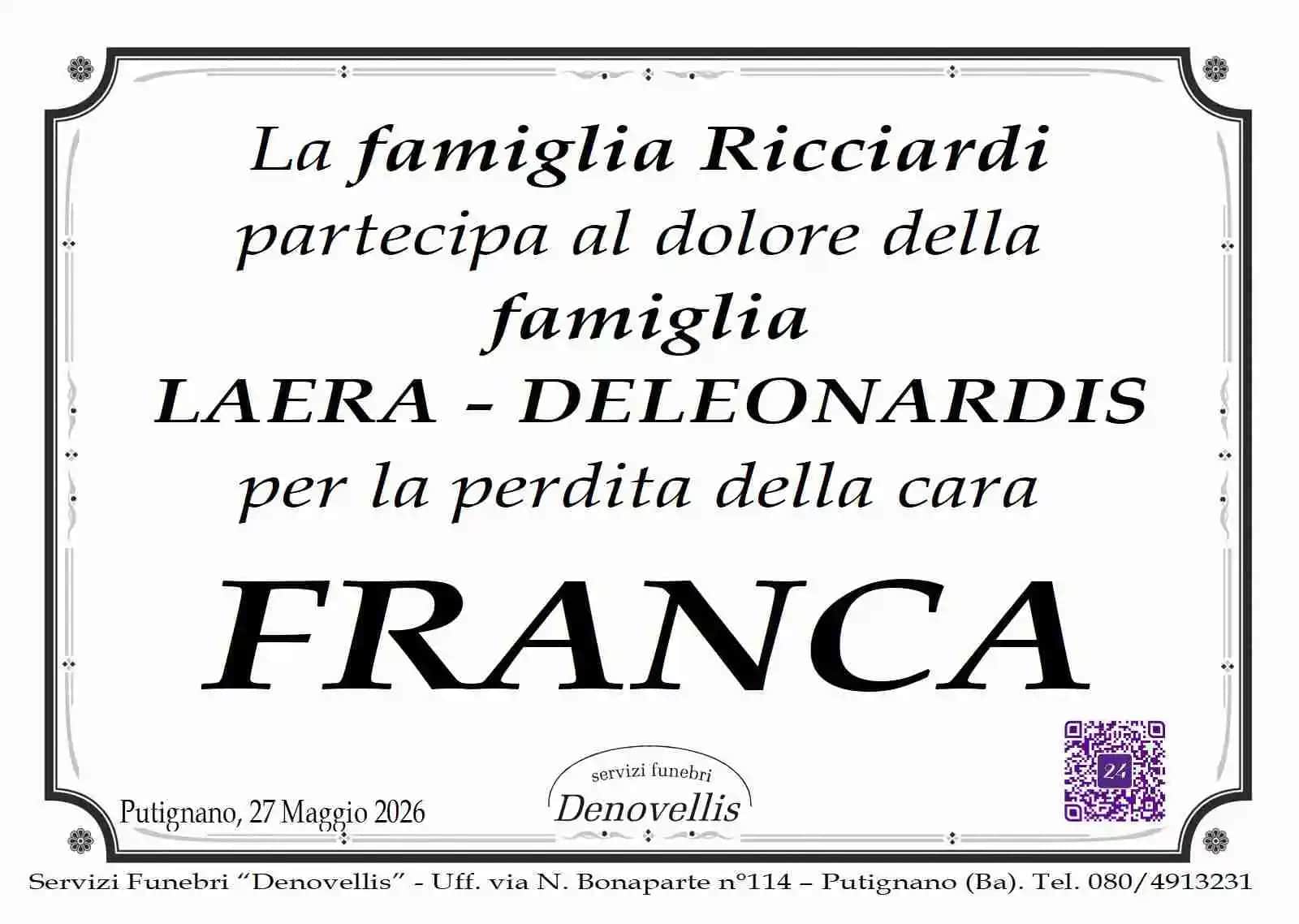Funerali e annunci funebri a Putignano | Francesca Pia Deleonardis ...