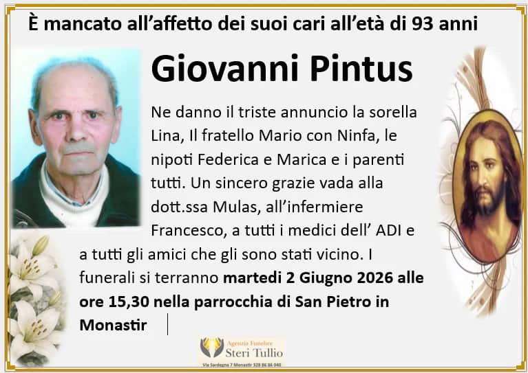 Funerali e annunci funebri a Monastir | Giovanni Pintus - Funer24