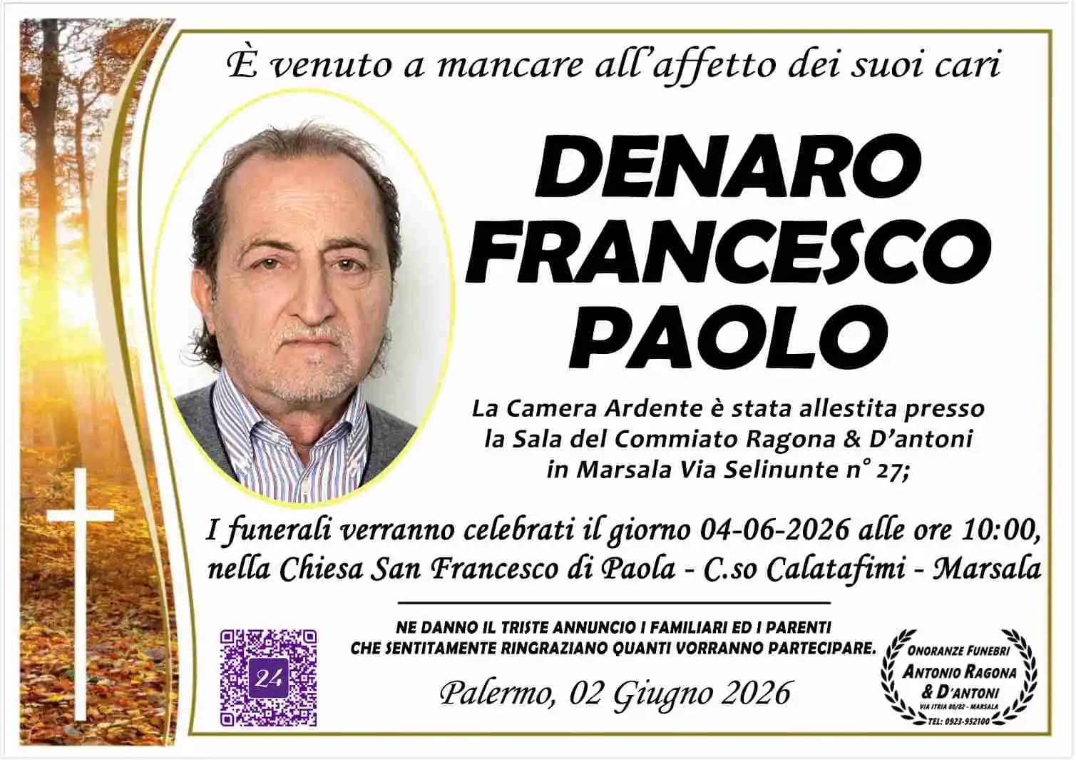 Funerali e annunci funebri a Marsala | Francesco Paolo Denaro - Funer24