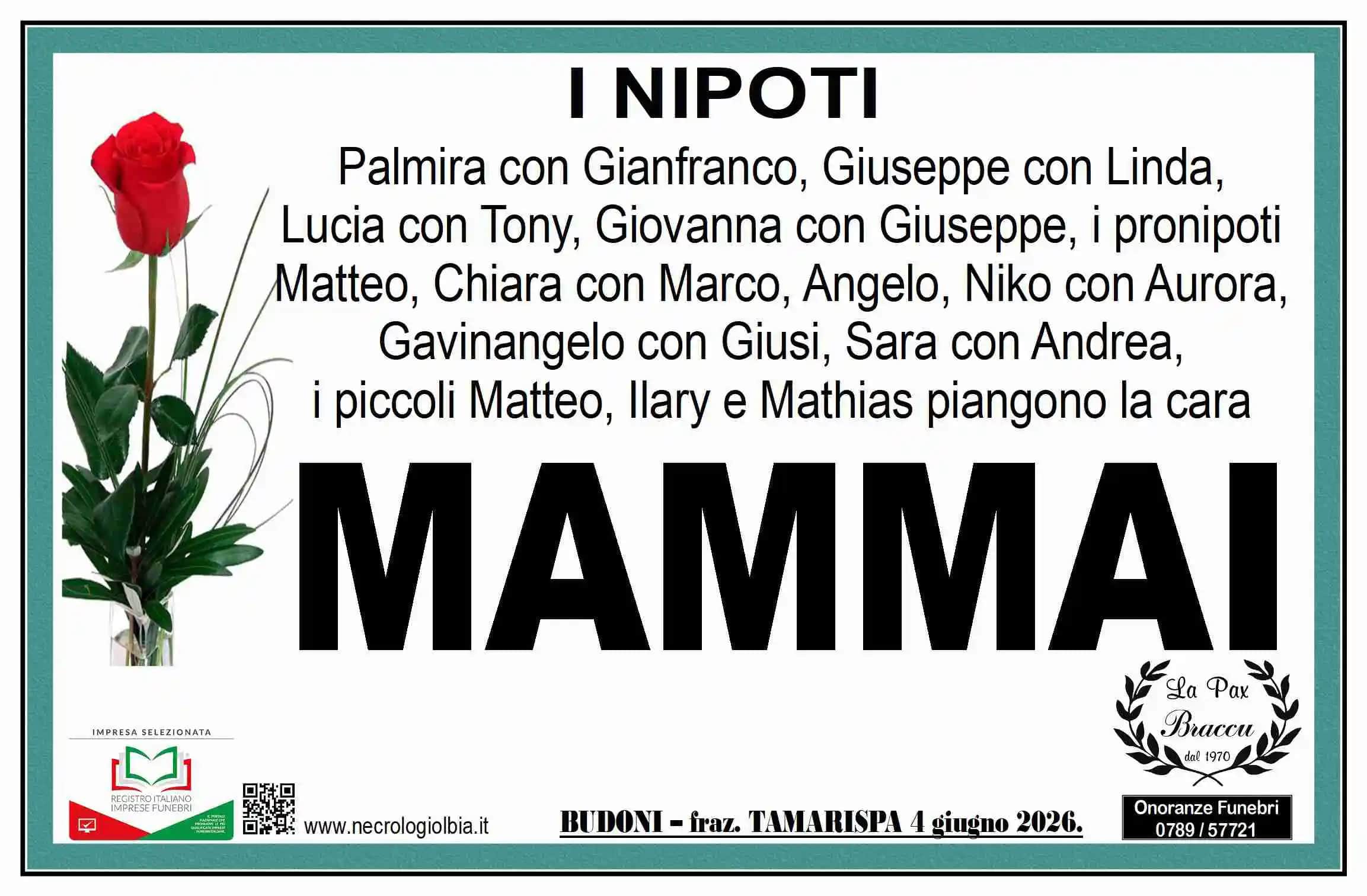 Funerali e annunci funebri a Budoni | Luigia Doddo ved. Zirottu - Funer24