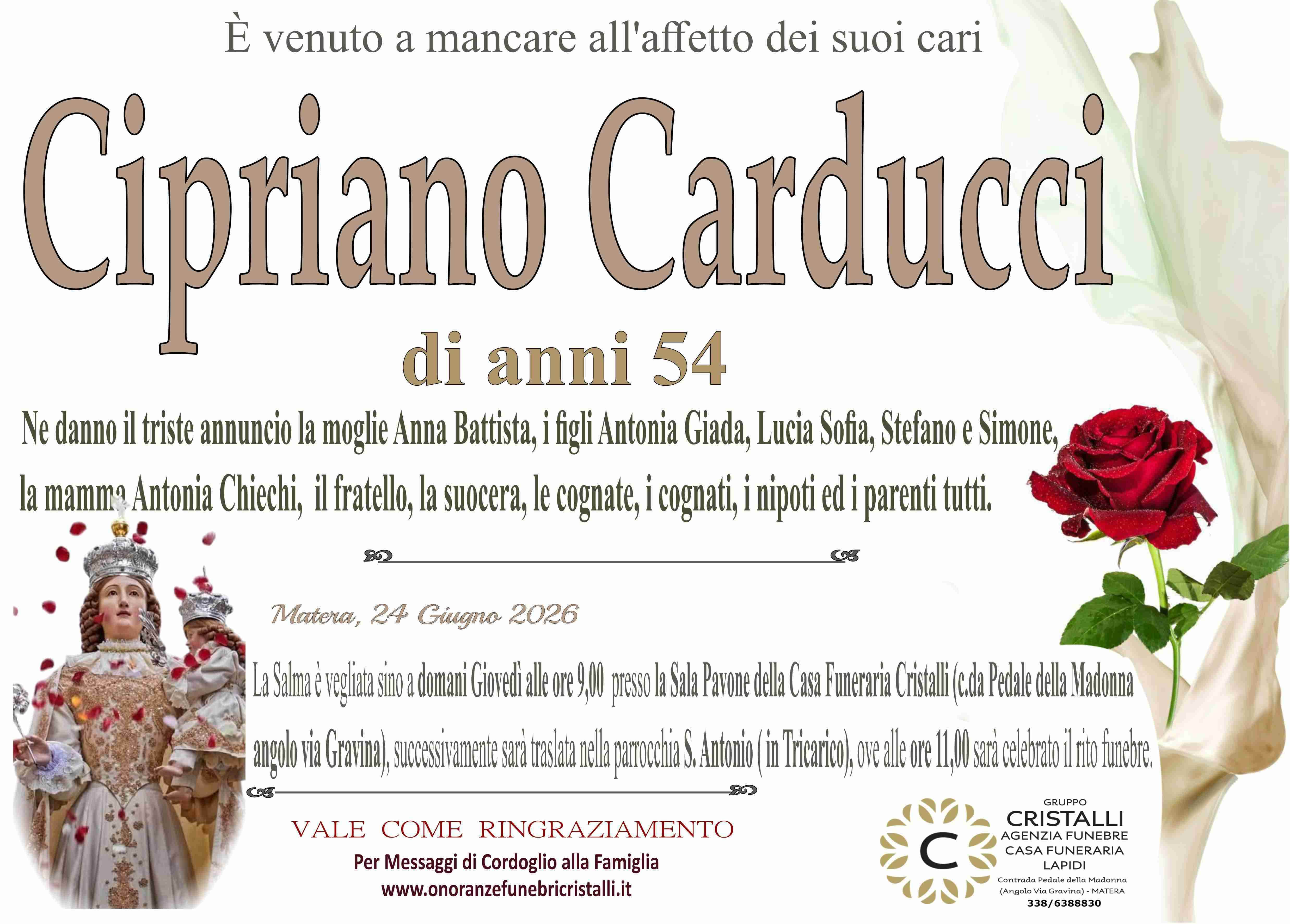 Funerali e annunci funebri a Matera | Cipriano Carducci - Funer24