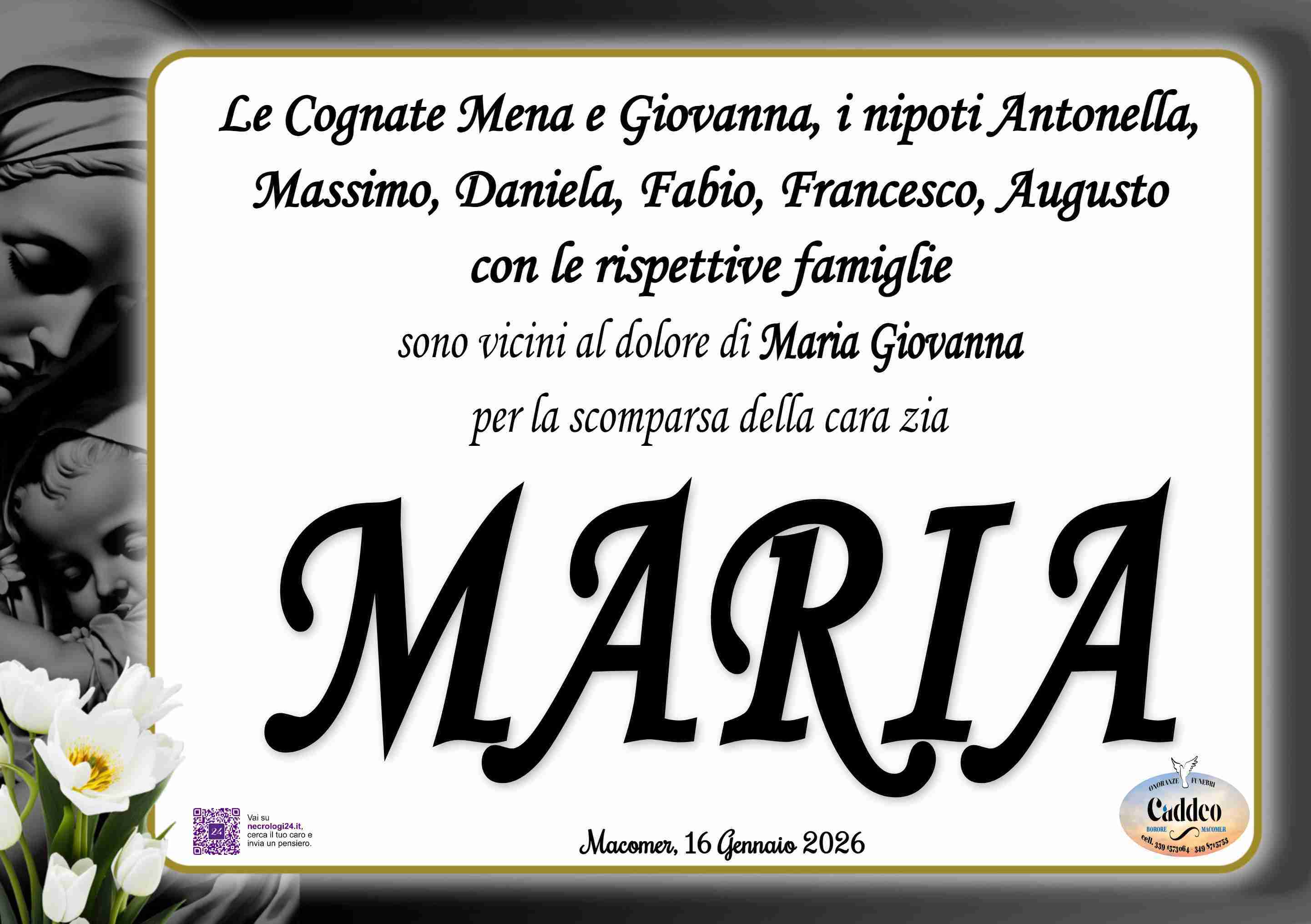 Funerali e annunci funebri a Macomer | Maria Giuseppa Delogu - Funer24