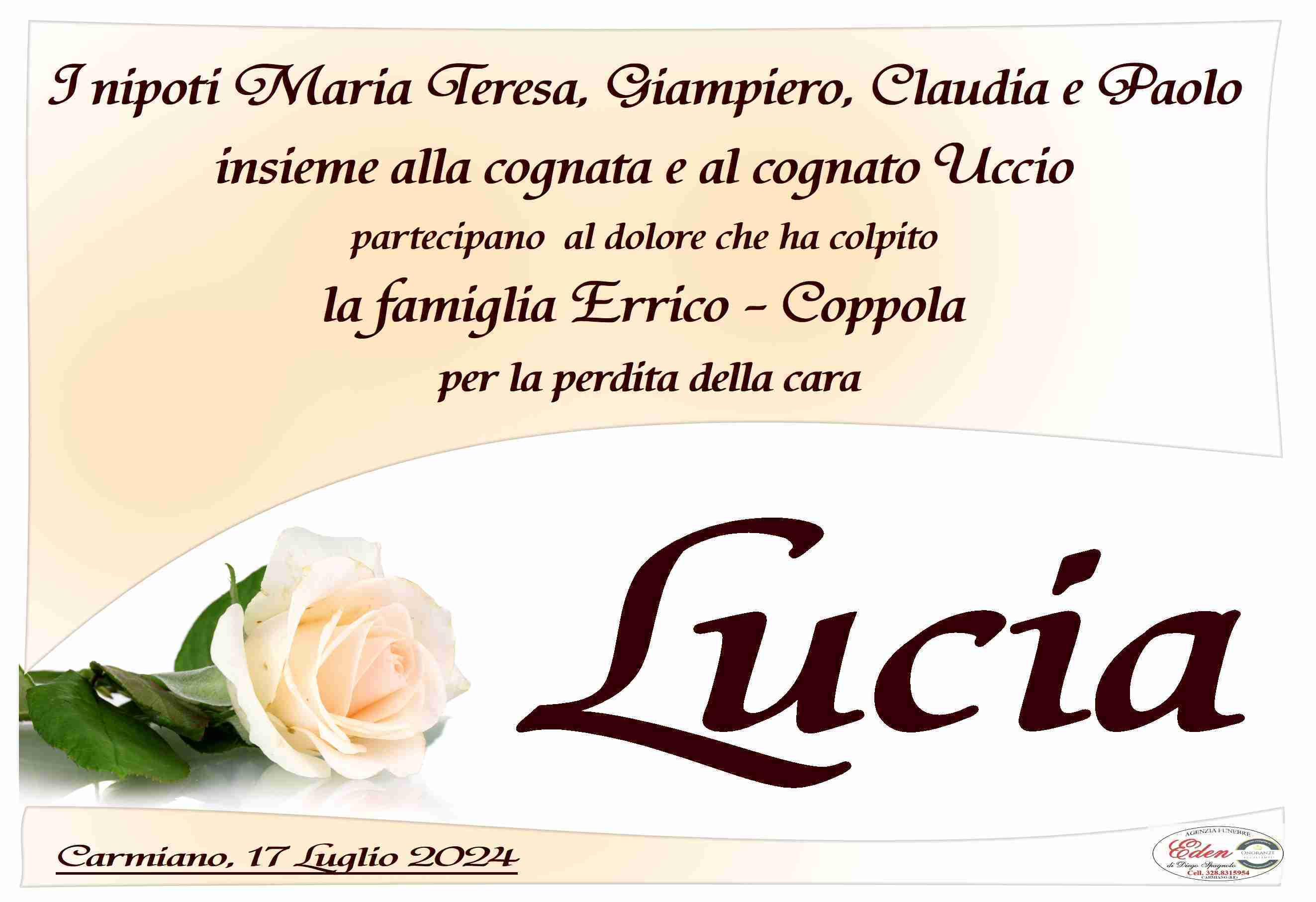 Funerali e annunci funebri a Carmiano | Lucia Errico - Funer24