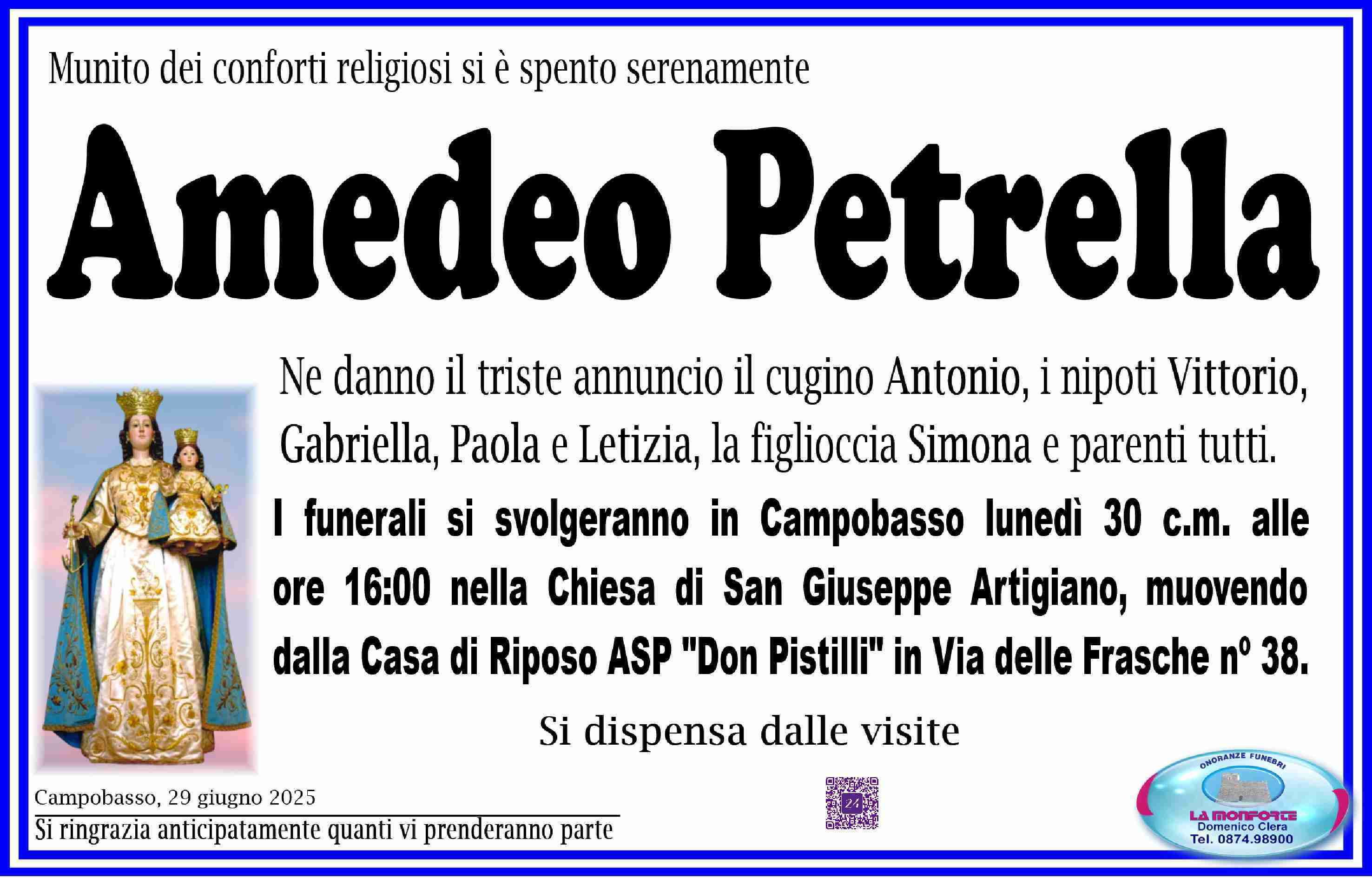 Funerali e annunci funebri a Campobasso | Amedeo Petrella - Funer24