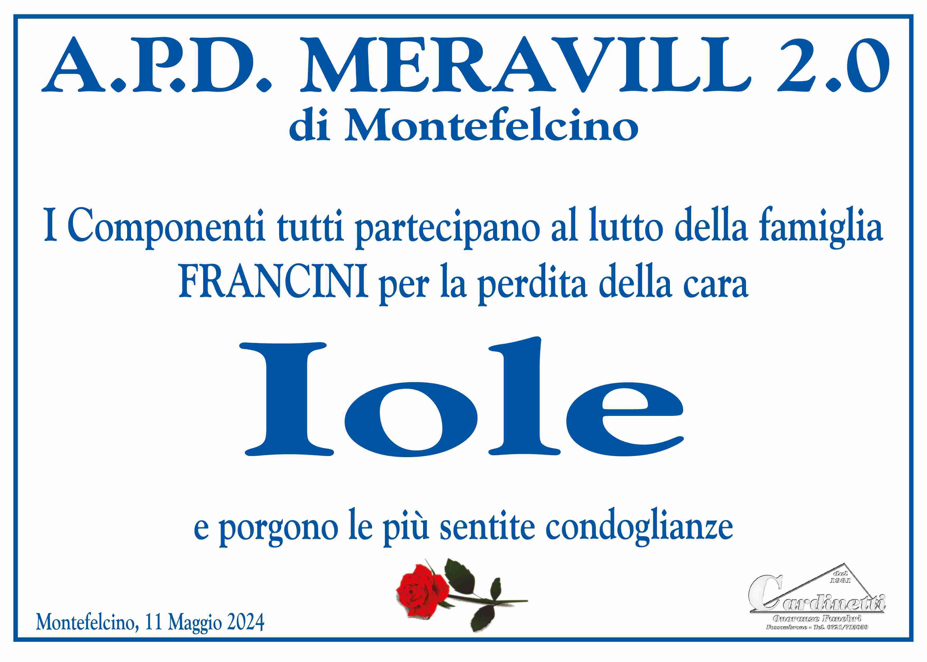 Funerali e annunci funebri a Montefelcino | Iole Bartolini - Funer24