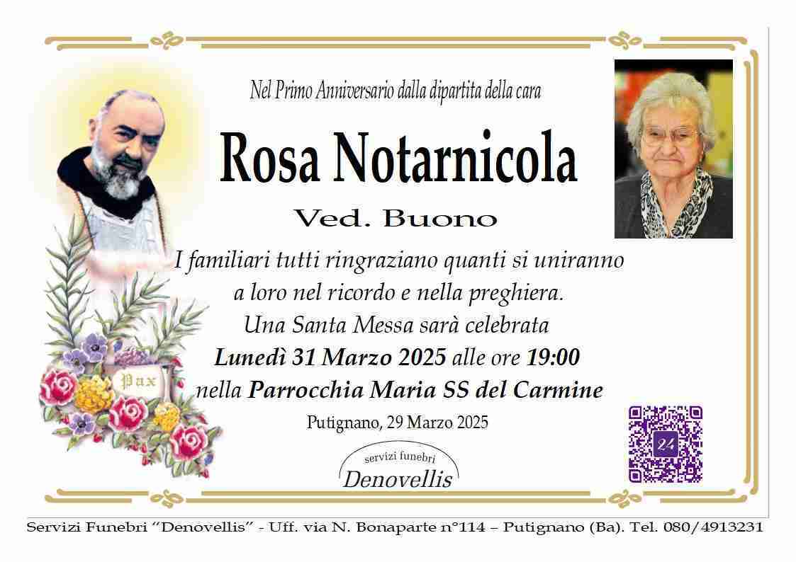 Funerali e annunci funebri a Putignano | Rosa Notarnicola - Funer24