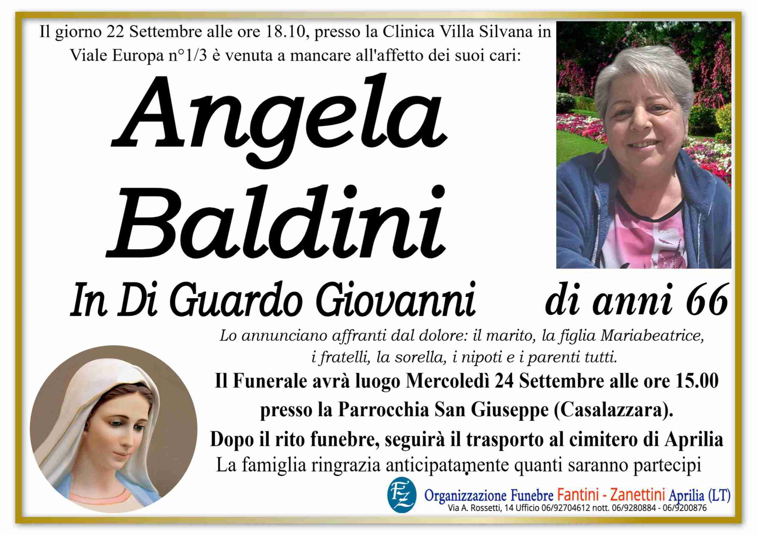 Funerali e annunci funebri a Aprilia | Angela Baldini - Funer24