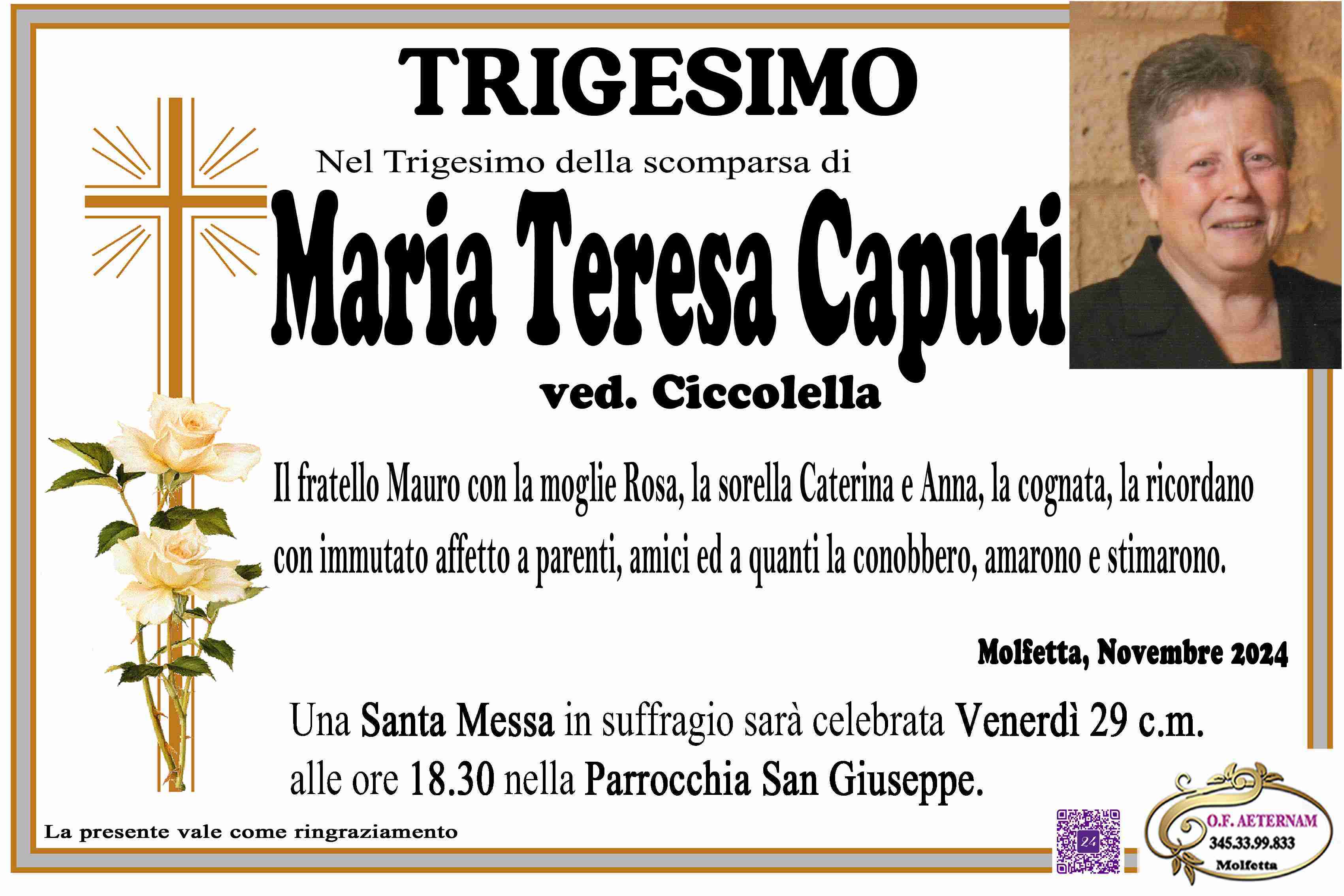 Funerali e annunci funebri a Molfetta | Maria Teresa Caputi - Funer24