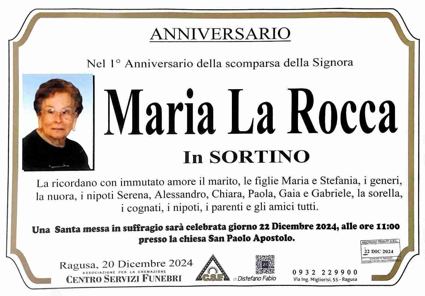 Funerali e annunci funebri a Ragusa | La Rocca Maria - Funer24