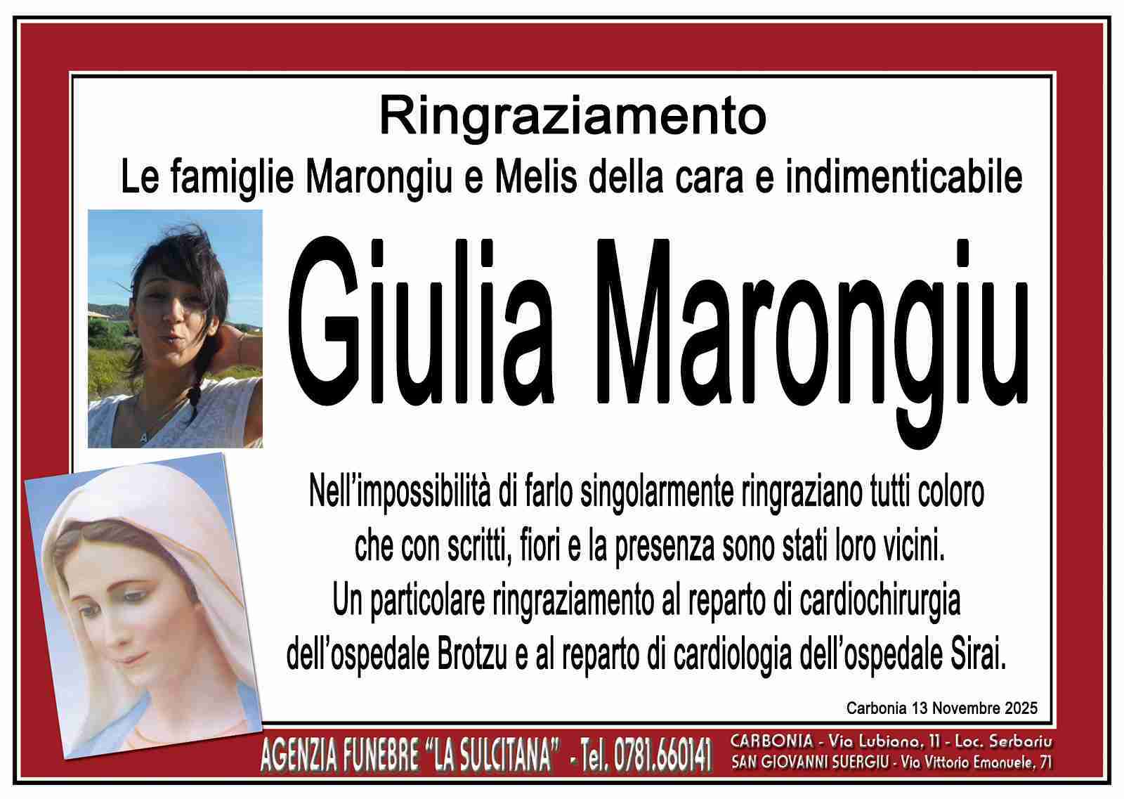 Funerali e annunci funebri a Carbonia | Giulia Nicoletta Marongiu - Funer24