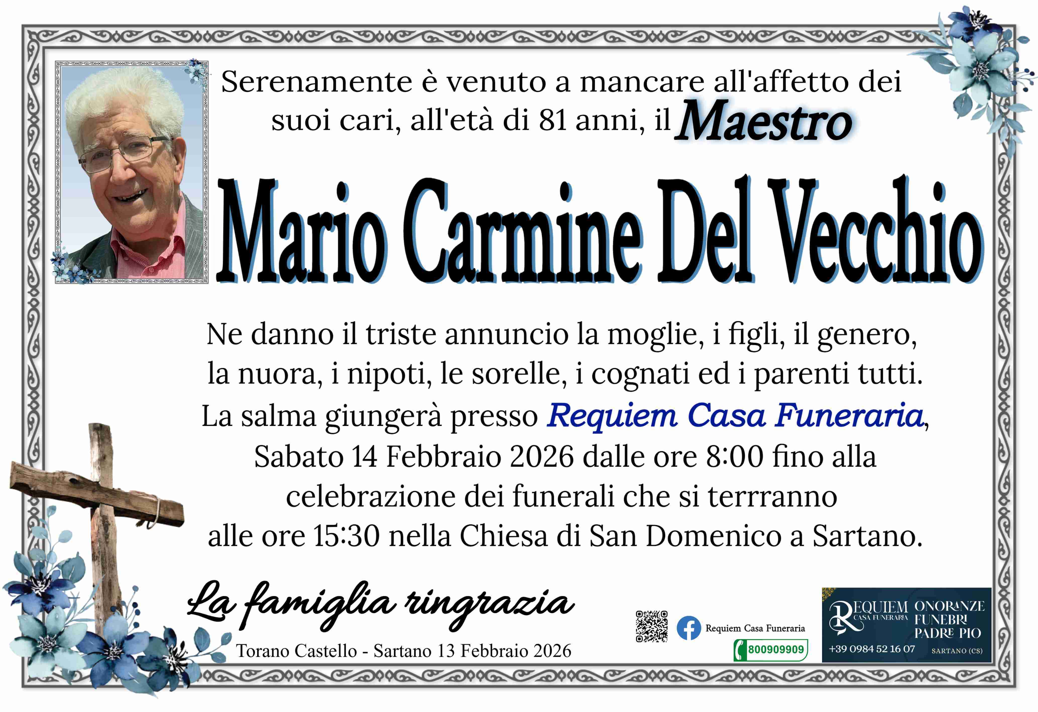 Funerali e annunci funebri a Torano Castello | Mario Carmine Del ...
