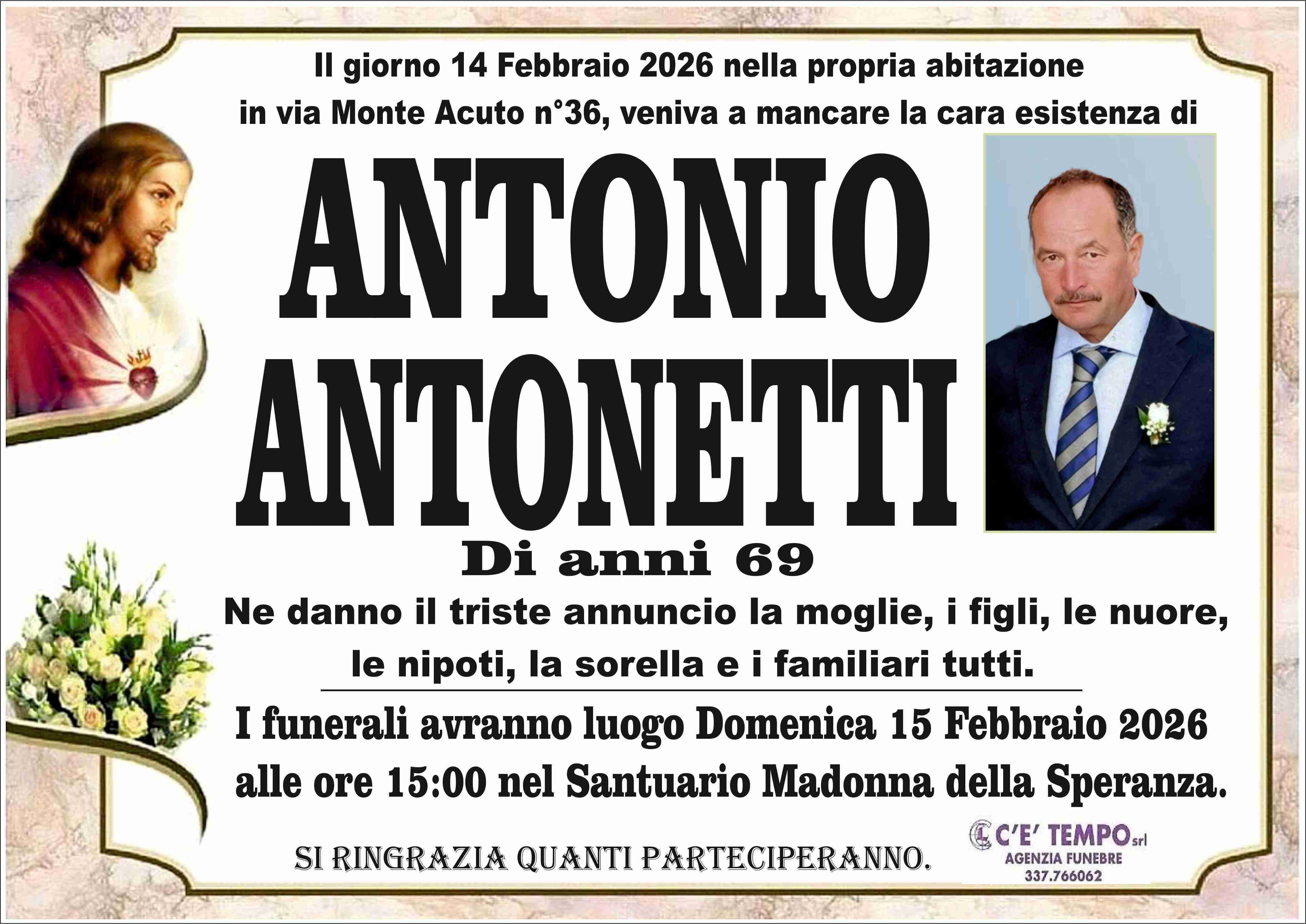Funerali e annunci funebri a | Antonio Antonetti - Funer24