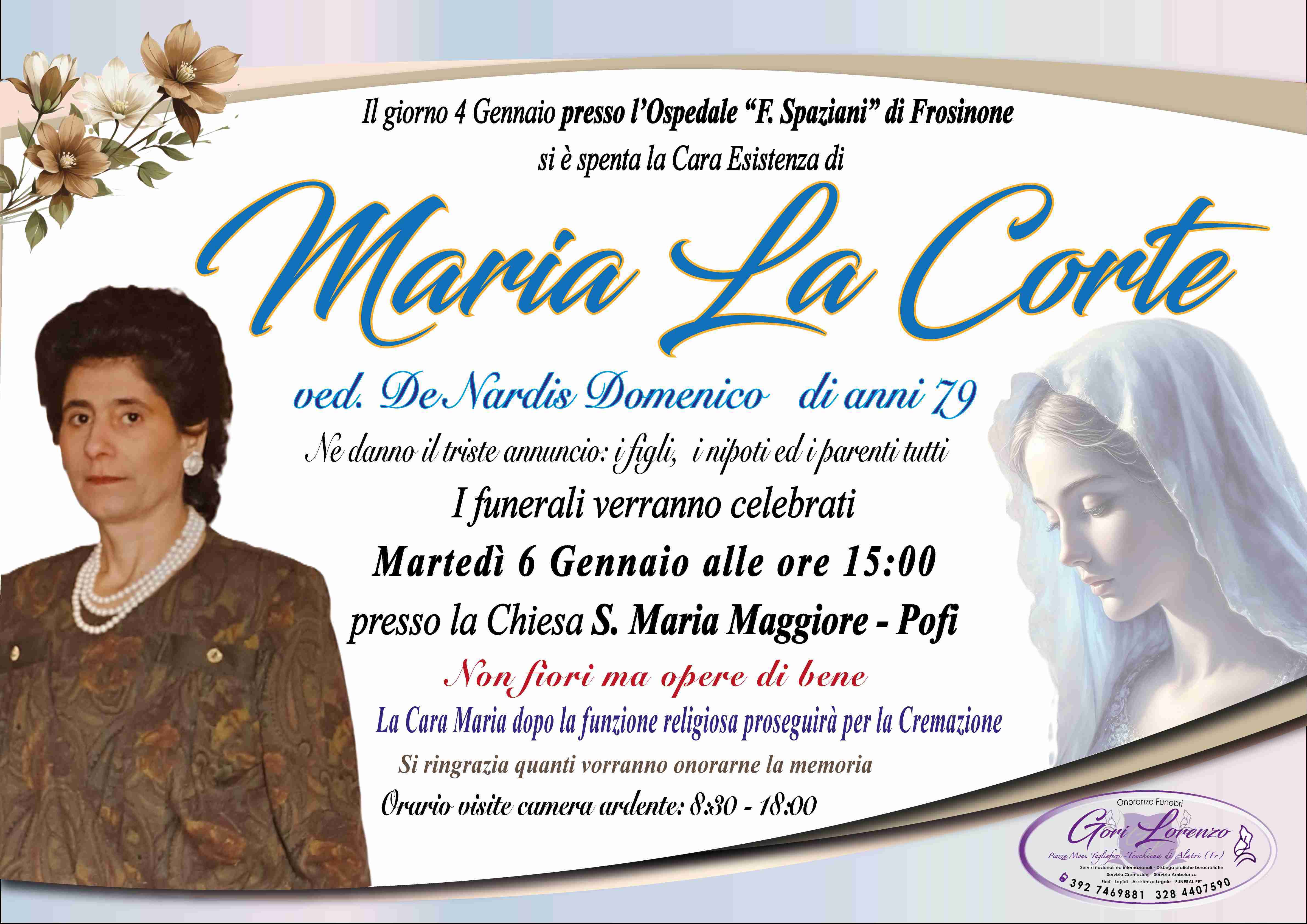 Funerali e annunci funebri a Pofi | Maria La Corte - Funer24