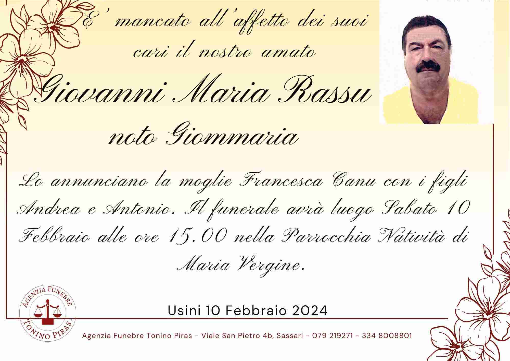 Funerali e annunci funebri a Usini | Giovanni Maria Rassu - Funer24