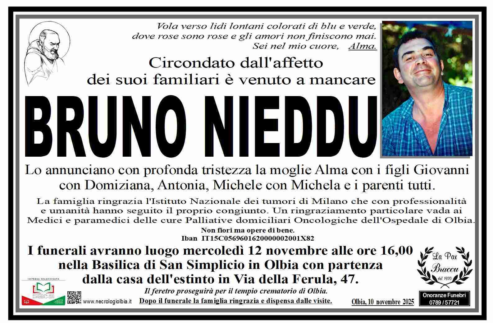 Funerali e annunci funebri a Olbia | Bruno Nieddu - Funer24