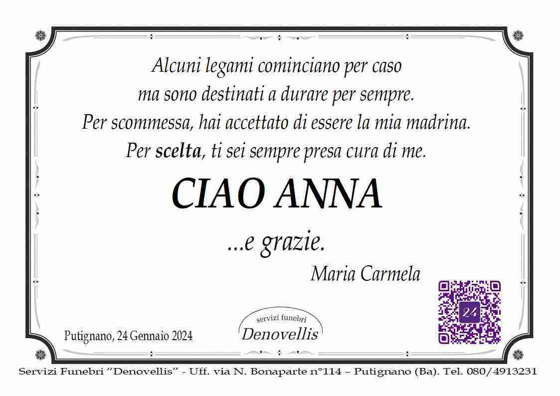 Funerali e annunci funebri a Putignano | Anna Lotito - Funer24