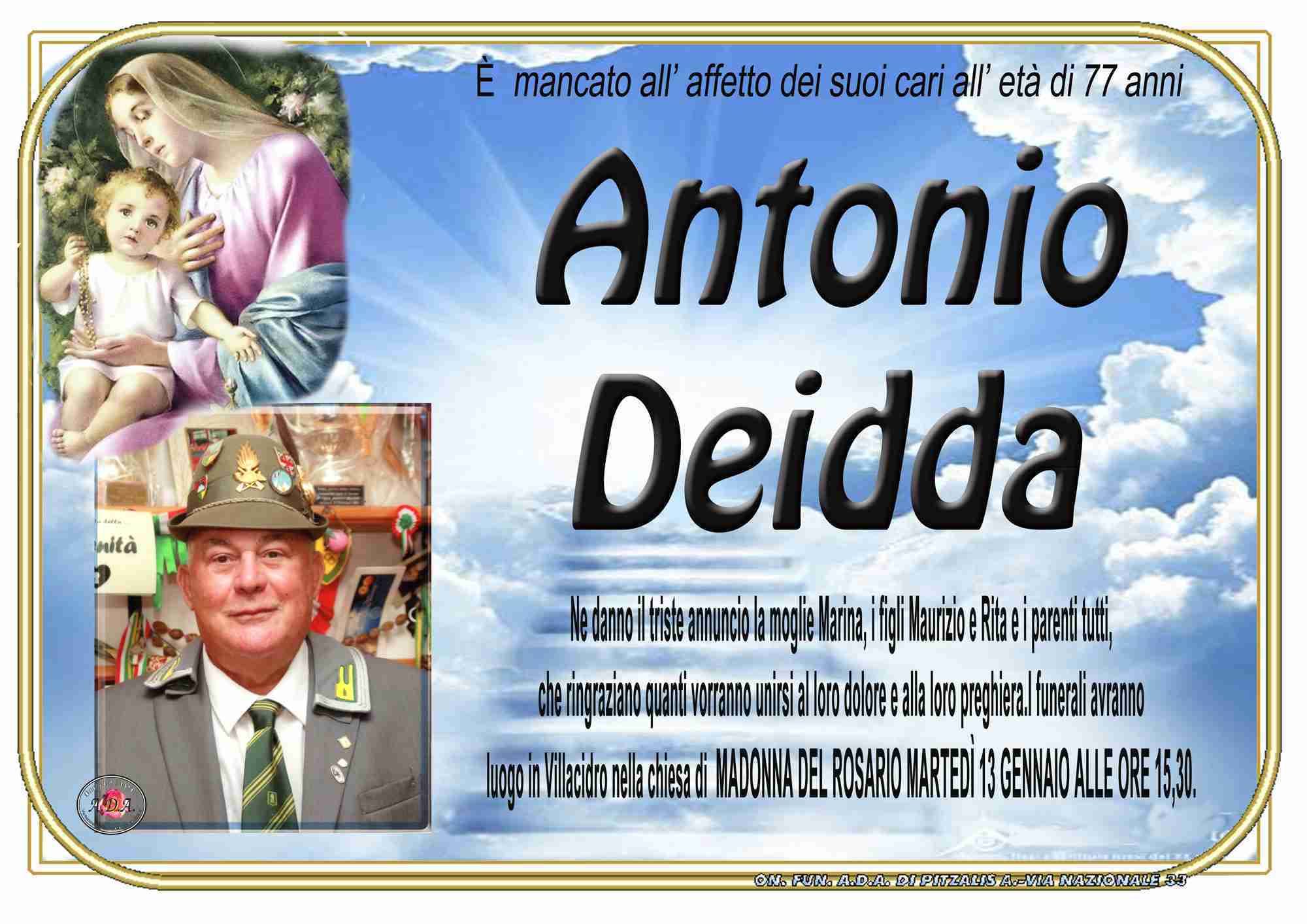Funerali e annunci funebri a Villacidro | Antonio Deidda - Funer24