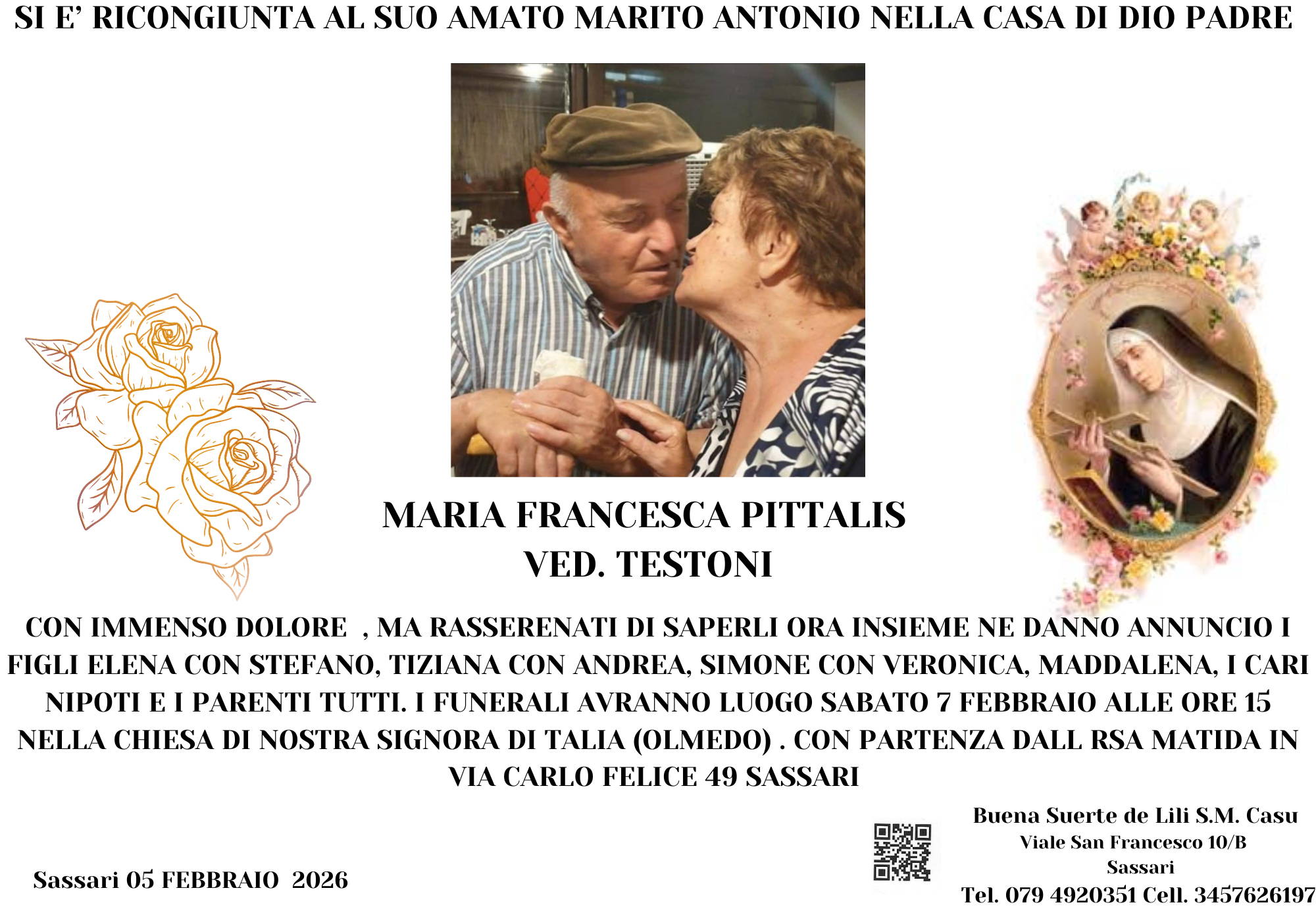 Funerali e annunci funebri a Olmedo | Maria Francesca Pittalis - Funer24