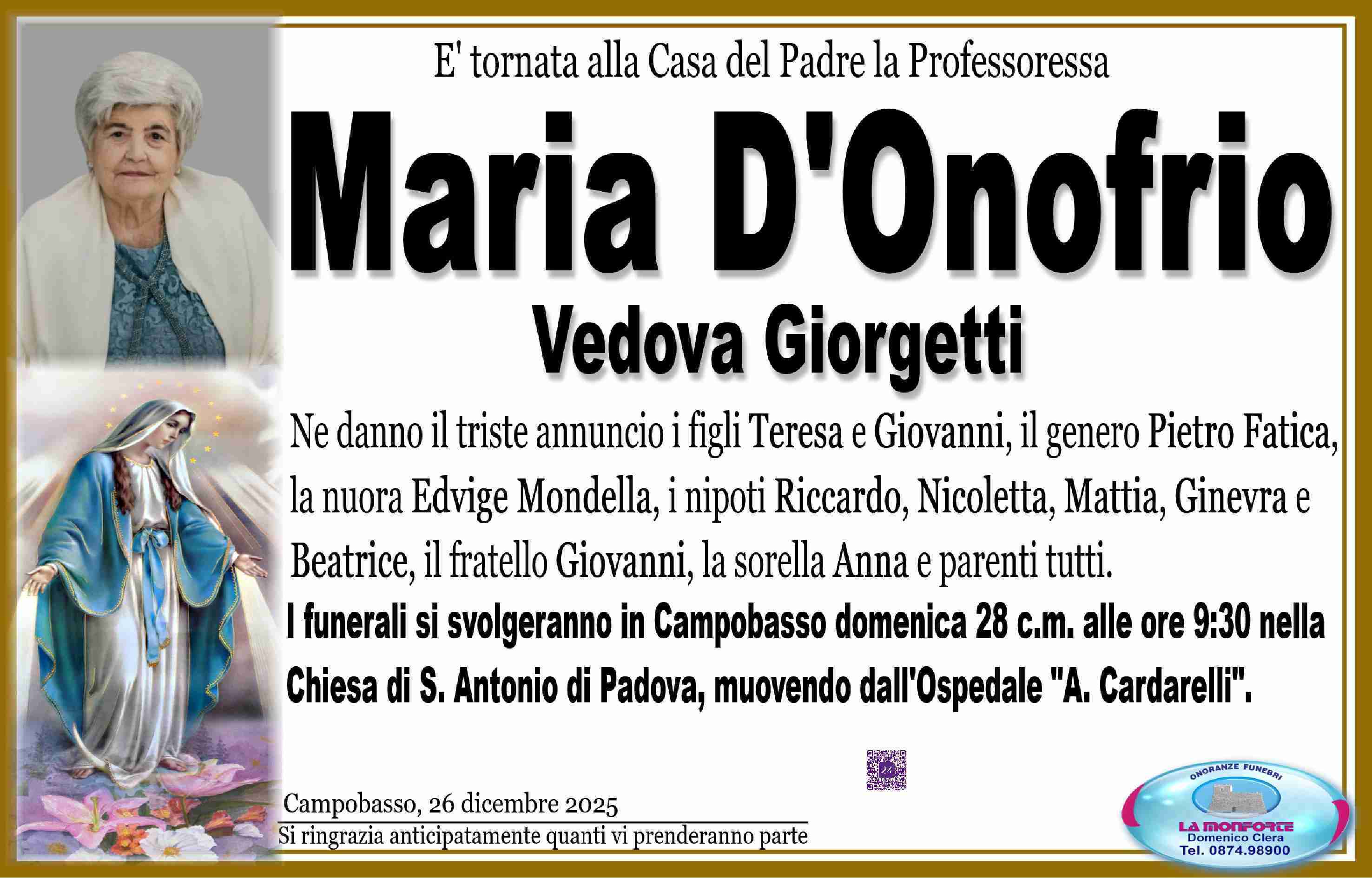 Funer24 - Maria D'Onofrio Campobasso (CB)