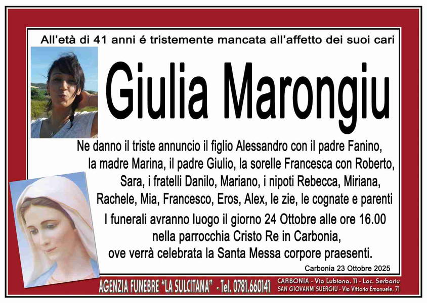Funerali e annunci funebri a Carbonia | Giulia Nicoletta Marongiu - Funer24