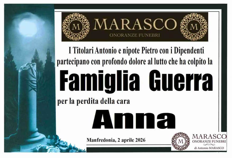 Funerali e annunci funebri a Manfredonia | Anna Guerra - Funer24