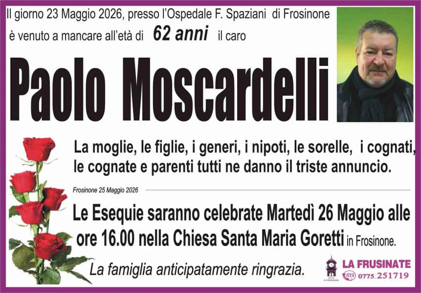 Funerali e annunci funebri a Frosinone | Paolo Moscardelli - Funer24
