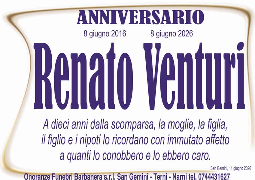 Funerali e annunci funebri a | Renato Venturi - Funer24