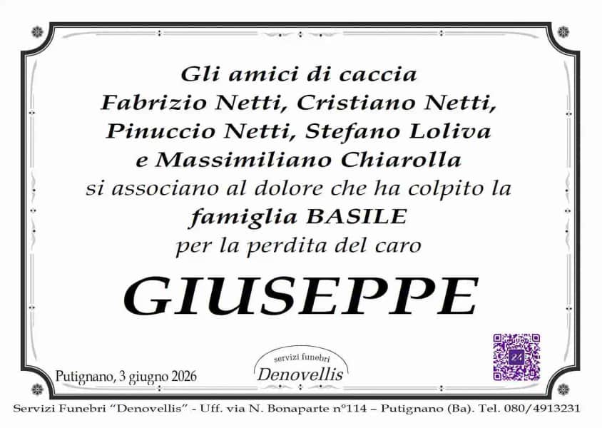 Funerali e annunci funebri a Putignano | Giuseppe Basile - Funer24