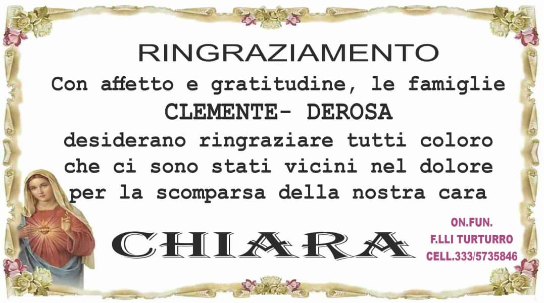 Funerali e annunci funebri a Palo del Colle | Chiara Derosa - Funer24