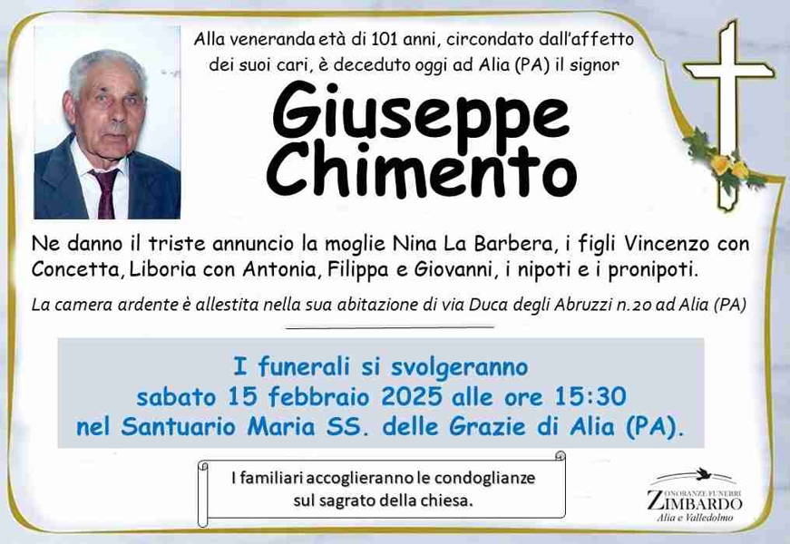 Funerali e annunci funebri a Alia | Giuseppe Chimento - Funer24