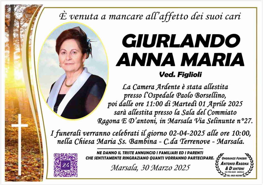 Funerali e annunci funebri a Marsala | Anna Maria Giurlando - Funer24
