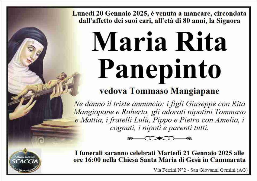 Funerali e annunci funebri a San Giovanni Gemini | Maria Rita Panepinto ...