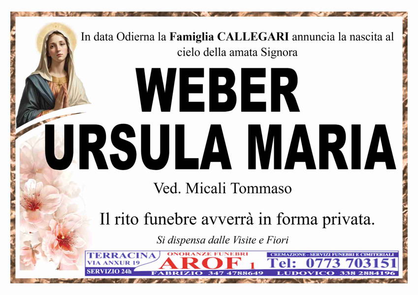 Funerali e annunci funebri a Terracina | Ursula Maria Weber - Funer24
