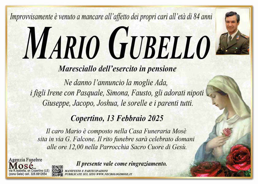 Funerali e annunci funebri a Copertino | Gubello Mario - Funer24