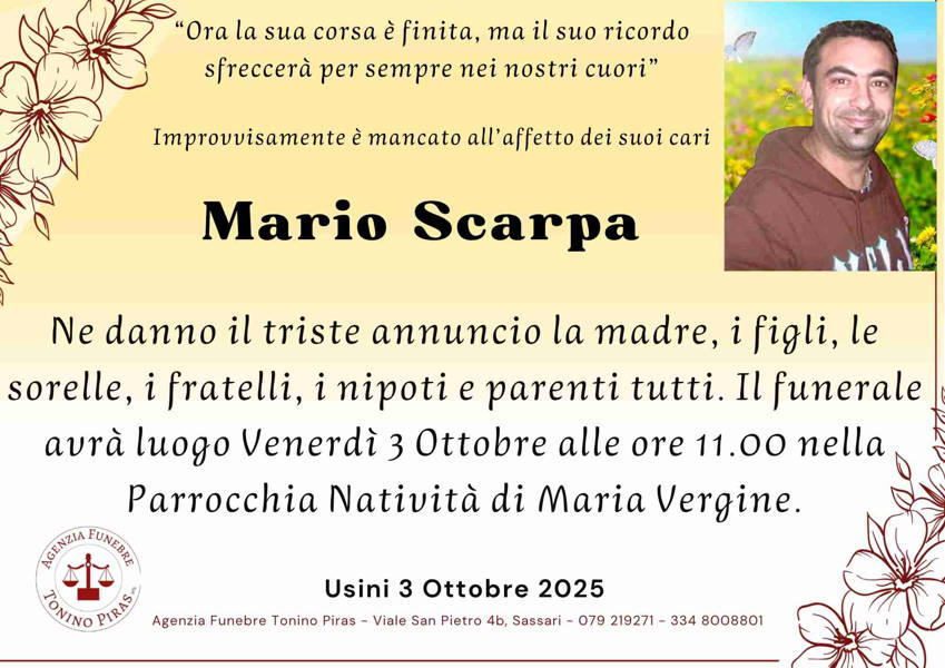 Funerali e annunci funebri a Usini | Mario Scarpa - Funer24
