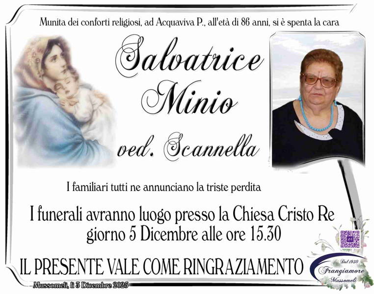 Funerali e annunci funebri a Mussomeli | Salvatrice Minio - Funer24