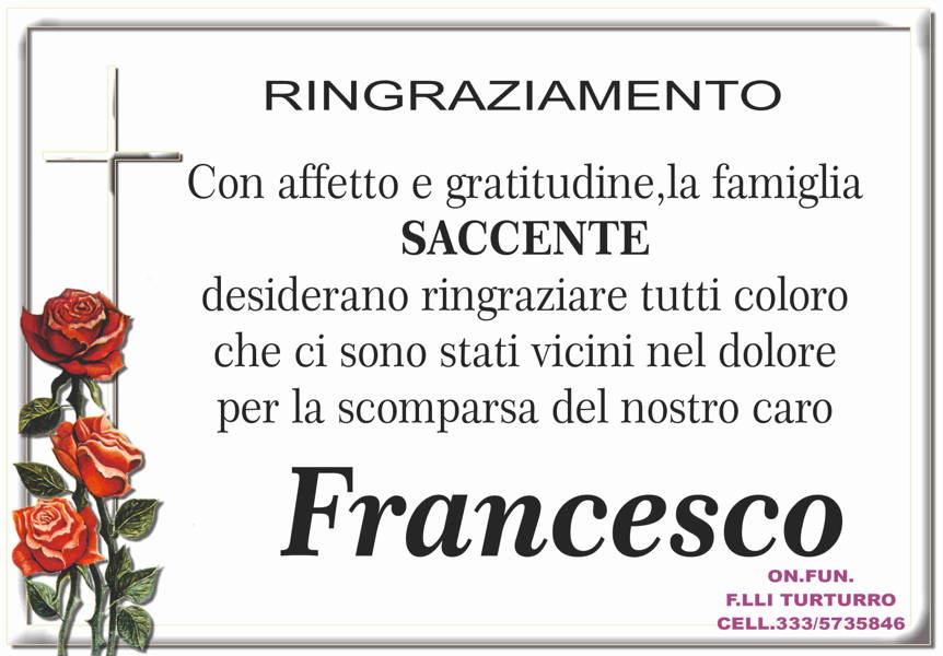Funerali e annunci funebri a Palo del Colle | Francesco Saccente - Funer24