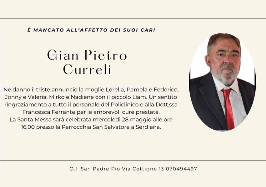 Funerali e annunci funebri a Serdiana | Gian Pietro Curreli - Funer24