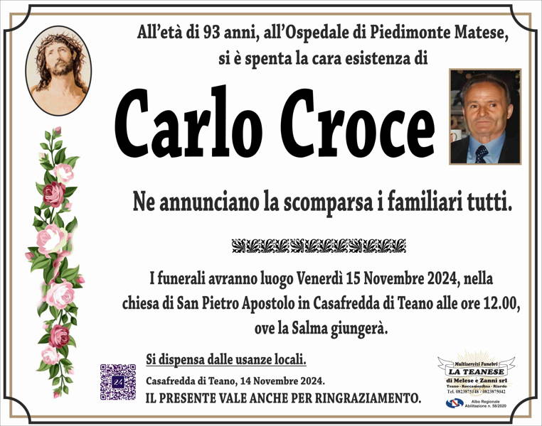 Funerali e annunci funebri a Teano | Carlo Croce - Funer24