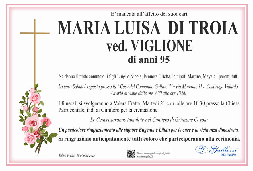 Funerali e annunci funebri a Valera Fratta | Maria Luisa di Troia - Funer24