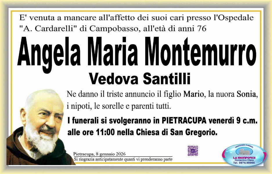 Funerali e annunci funebri a Pietracupa | Angela Maria Montemurro - Funer24