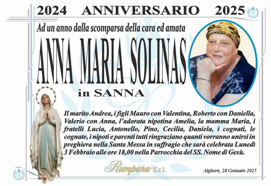 Funerali e annunci funebri a | Anna Maria Solinas - Funer24