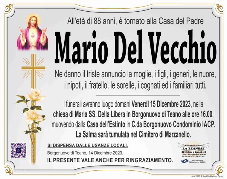 Funerali e annunci funebri a Teano | Mario Del Vecchio - Funer24