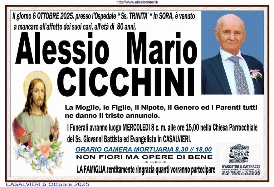 Funerali e annunci funebri a Casalvieri | Alessio Mario Cicchini - Funer24