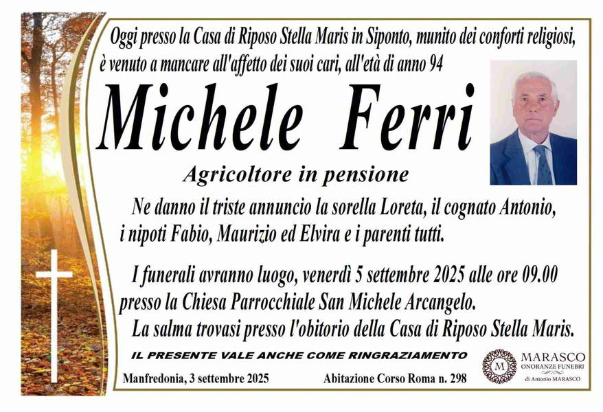 Funerali e annunci funebri a Manfredonia | Michele Ferri - Funer24