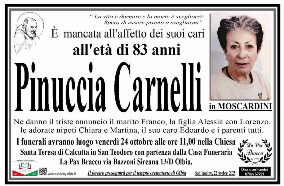 Funerali e annunci funebri a San Teodoro | Pinuccia Carnelli - Funer24