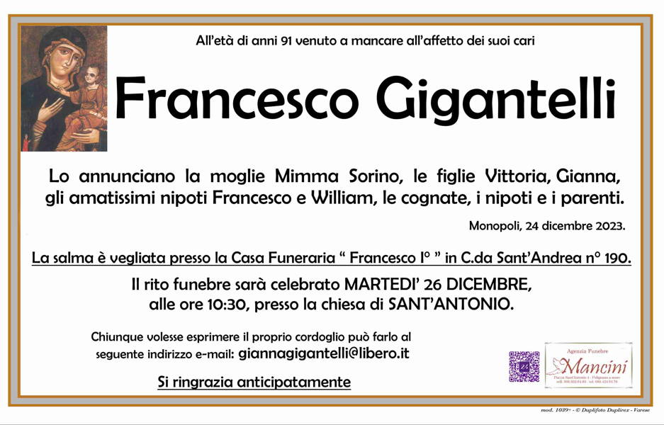 Funerali e annunci funebri a Monopoli | Francesco Gigantelli - Funer24